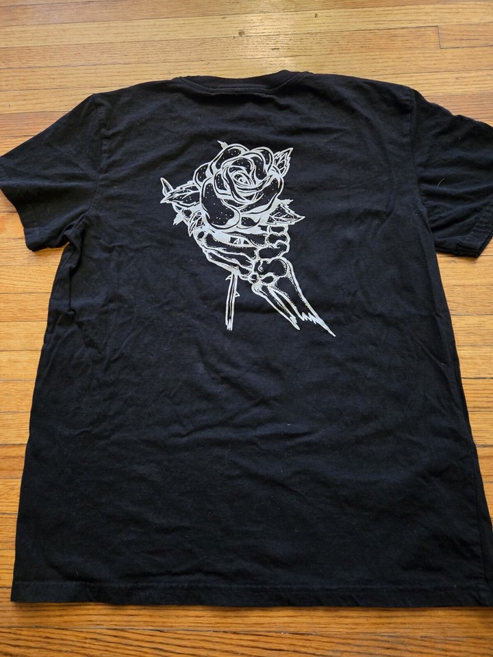 Taco Tuesday Men’s M Black T Shirt Embroidered Skull And Skeleton Roses ...