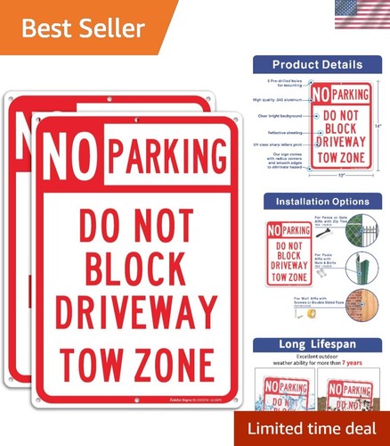 Durable 14x10 No Parking Signs - Tow Zone Alert, Weather Resistant ...