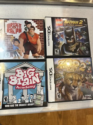 Lot Of 4 NES DS Games Wreck It Ralph, Big Brain,Lego Batman 2 & Zoo ...