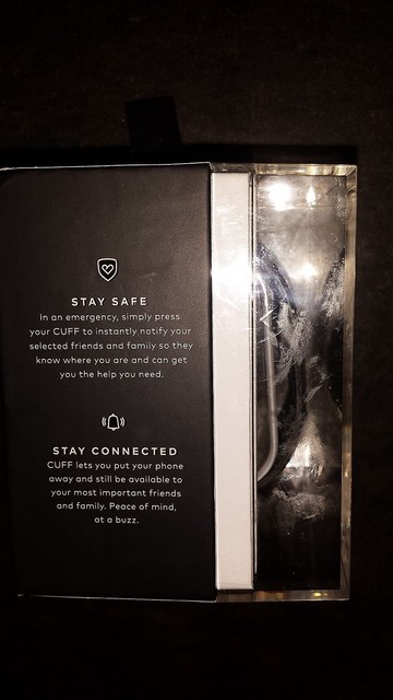 Cuff Carin Shredded Leather Bracelet Black Smart Jewelry Emergency ...