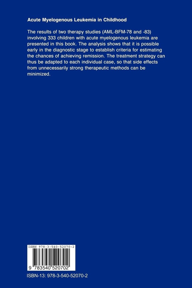 Acute Myelogenous Leukemia in Childhood, Implications of Therapy ...