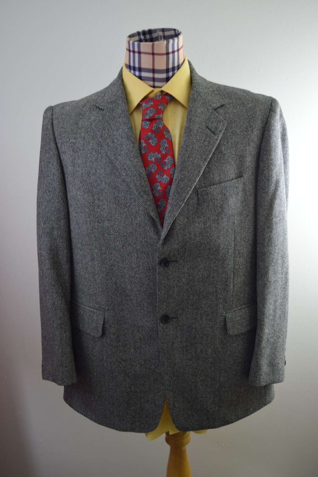Stafford Men's Gray Tweed Jacket Herringbone WOOL Spo… - Gem