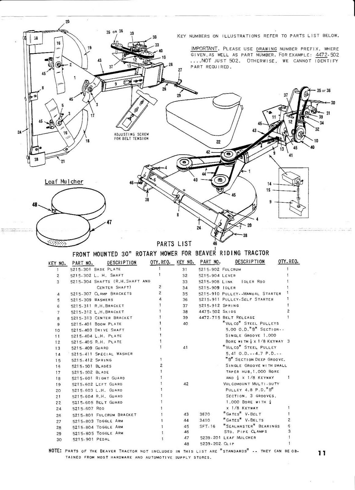 Operator, Parts & Price List Manual Baird Beaver Tractor Model H, HS ...
