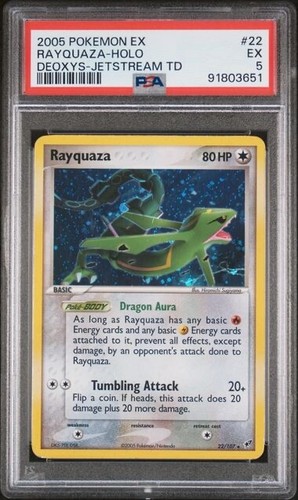 2005 POKEMON EX DEOXYS 22/107 RAYQUAZA-HOLO JETSTREAM THEME DECK PSA 5 ...