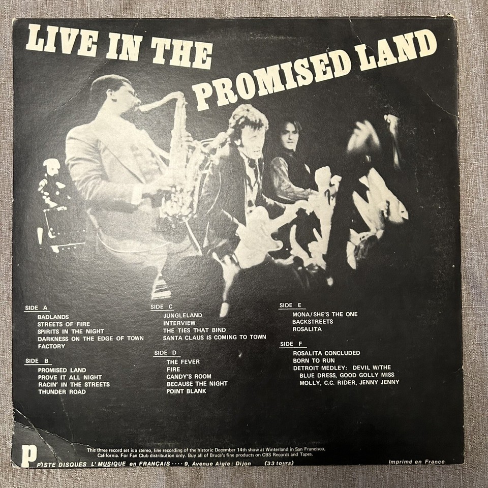 Rock LP Bruce Springsteen - Winterland 1978 Live In The Promised Land ...