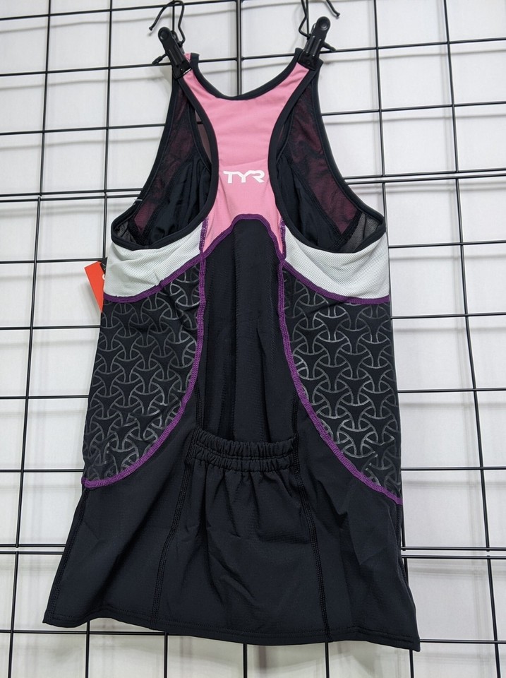 TYR Women's Competitor Tri/Gym/Run/Yoga Tank, Size XS, Black/Pink Racer ...