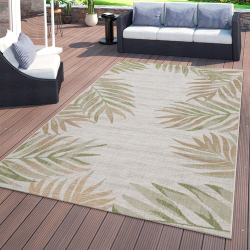 Tapis Intérieur & Extérieur Beige Vert Balcon Terrasse Motif Palmier ...