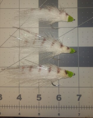 1/0 Tarpon & Snook Slider Fly white & Chartreuse 3 Each Tied on ...