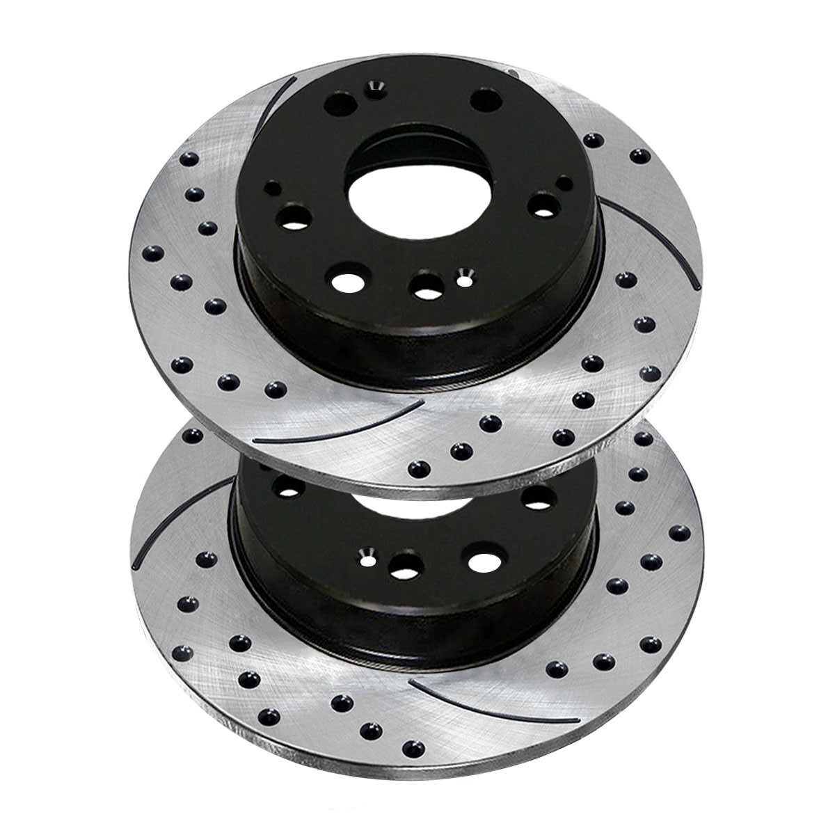 Rear Drilled Slotted Brake Rotors Black Pair 2 for Honda Odyssey Pilot ...