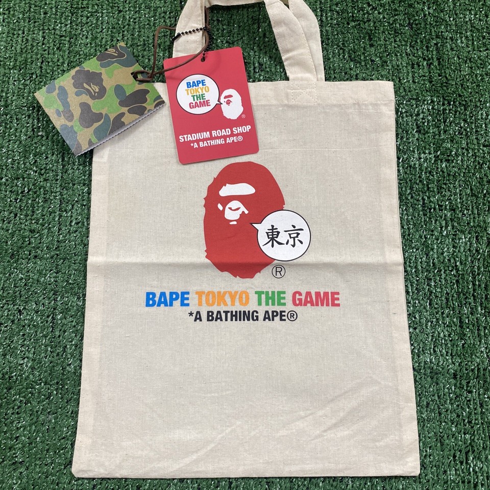A BATHING APE BAPE TOKYO The Game Olympics Tote Bag White Blue Red Head ...