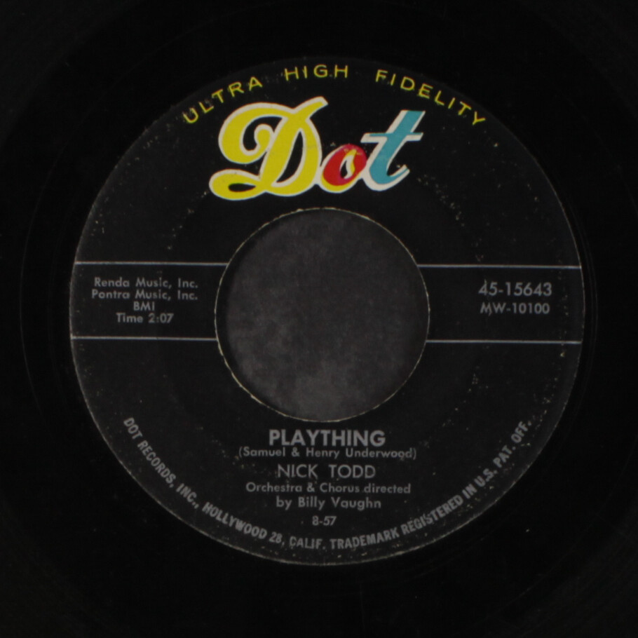 NICK TODD: plaything / the honey song DOT 7" Single | eBay