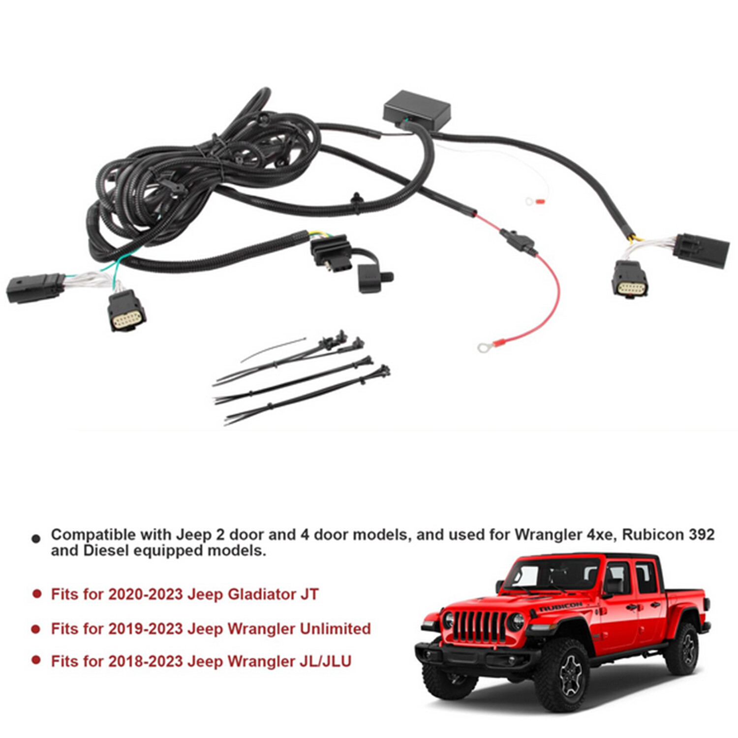 4-Pin Trailer Wiring Harness for Jeep Wrangler JL JLU Wrangler 4xe ...