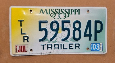 2003 Mississippi License Plate 59584P Magnolia Flower Trailer | eBay