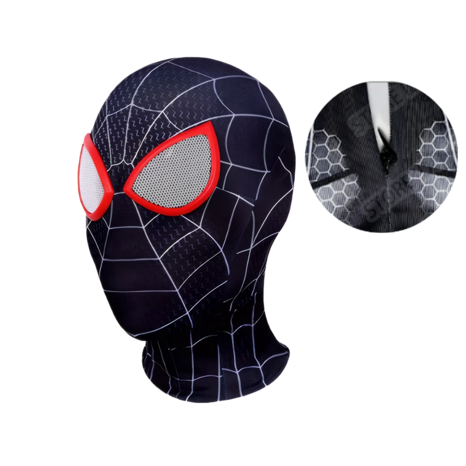 Zipper style Spiderman Mask Superhero Miles Morales Spider Man Cosplay ...