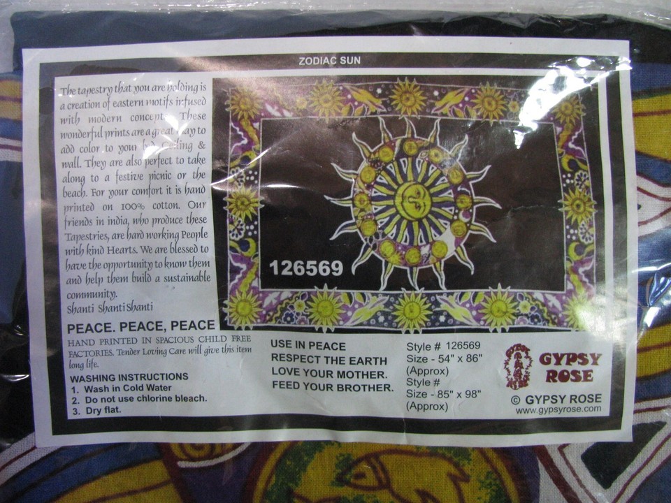 Vintage Unused Gypsy Rose 54 x 96" Zodiac Sun Tapestry | eBay
