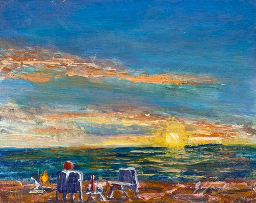 Menindee landscape painting, outback art, original acrylic, caravan ...