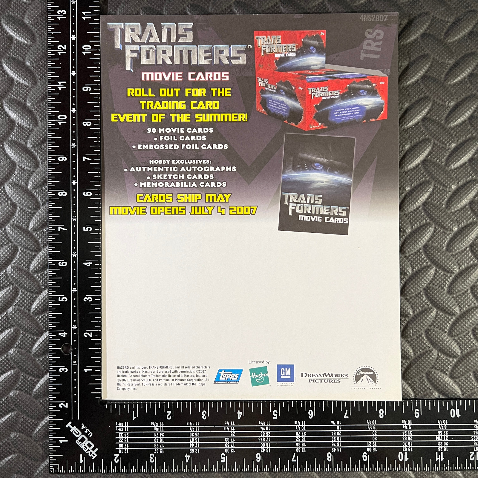 TRANSFORMERS MOVIE TRADING CARDS PROMO TAB SELL HALF SHEET FLYER AD ...