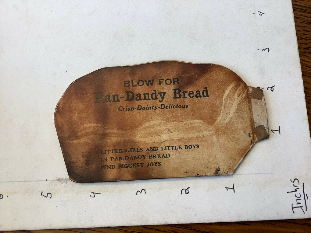 Orig: 1910 BLOW for PAN-DANDY BREAD (makes NOISE) new england baking ...