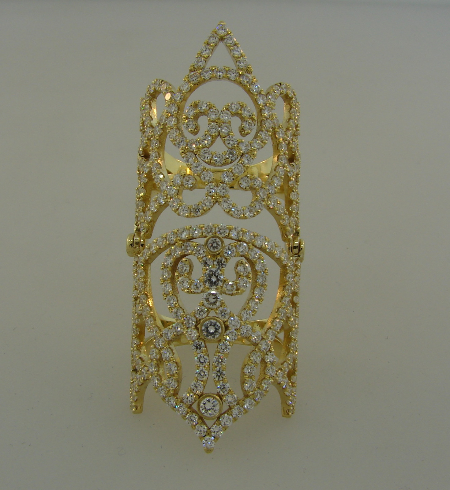 Trendy DIAMOND YELLOW GOLD FULL-FINGER RING Wide Band Chic | eBay