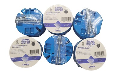 Carlon Ceiling Fan Outlet Box-Set Of 6 Nonconductive For 35LB Fans/50LB ...
