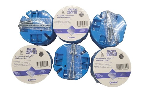Carlon Ceiling Fan Outlet Box-Set Of 6 Nonconductive For 35LB Fans/50LB ...