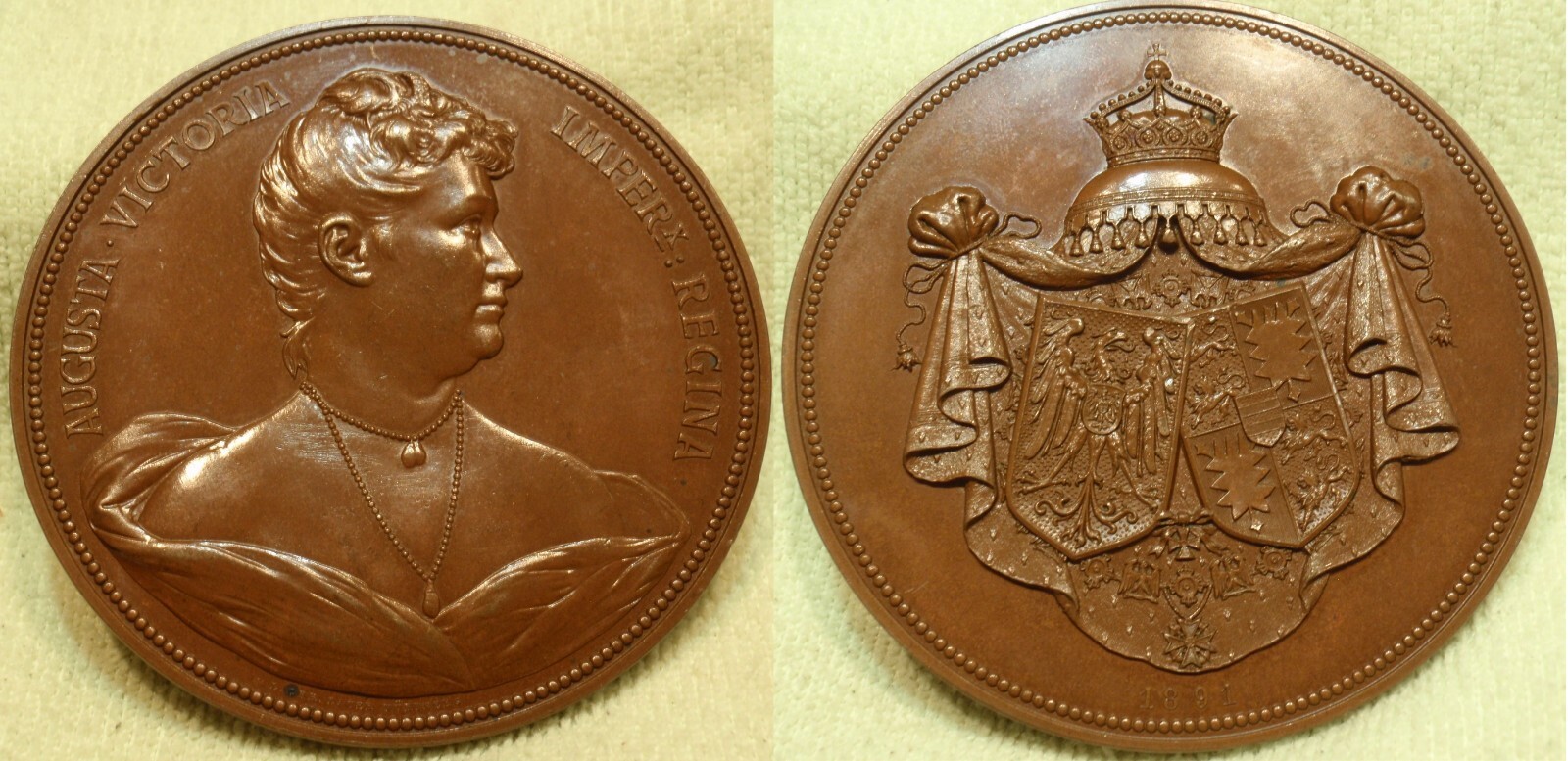 RARE 1891 German Medal Empress Augusta Victoria 20th Anniversary Lauer ...