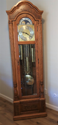 Emperor Clock Company Solid Oak Grandfather Clock Weight Driven ...