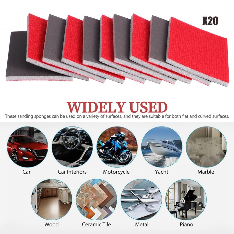 20 Pcs Auto Body Sanding Block Paper for Car Fine Sandpaper Wood | eBay ...