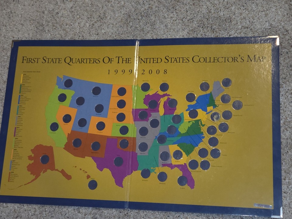 FIRST STATE QUARTERS of The U.S.LIMITED EDITION Collector's MAP & 50 ...