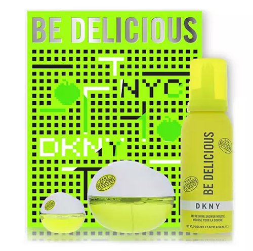 DKNY BE DELICIOUS Perfume 3pc GIFT SET Mini 5.1oz SHWR Mousse 3.4oz EDP ...