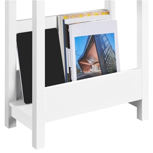 Narrow End Table w/ Magazine Rack, 3 Tier Slim Side Table for Living ...