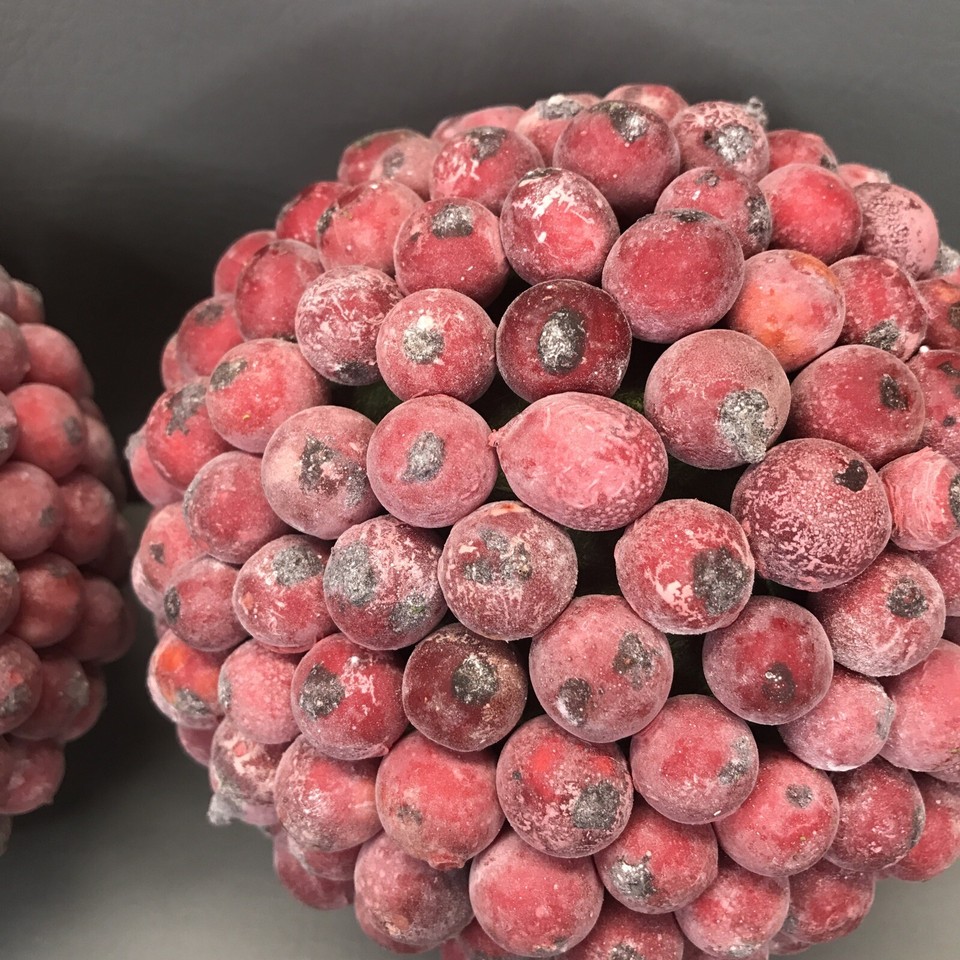 Artificial Decorative Red Frosted Berry Spheres Ball Fruits 6" Balls ...