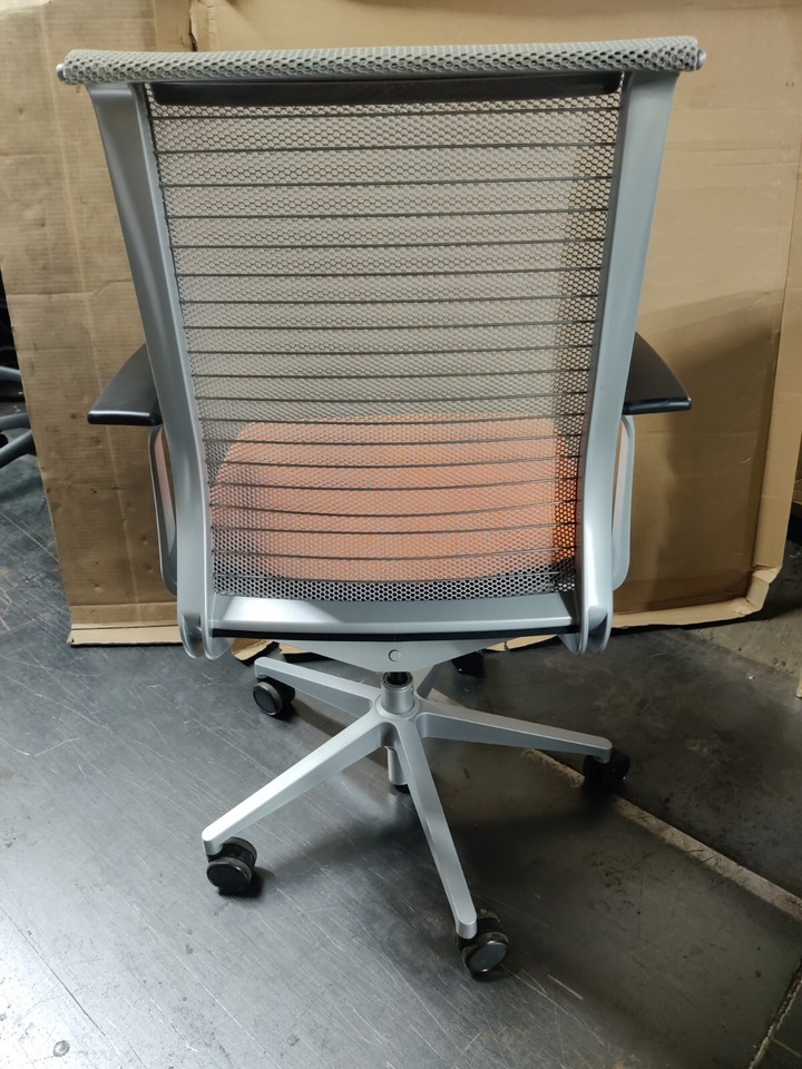 Steelcase Think office desk mesh back Chair orange and silver | eBay