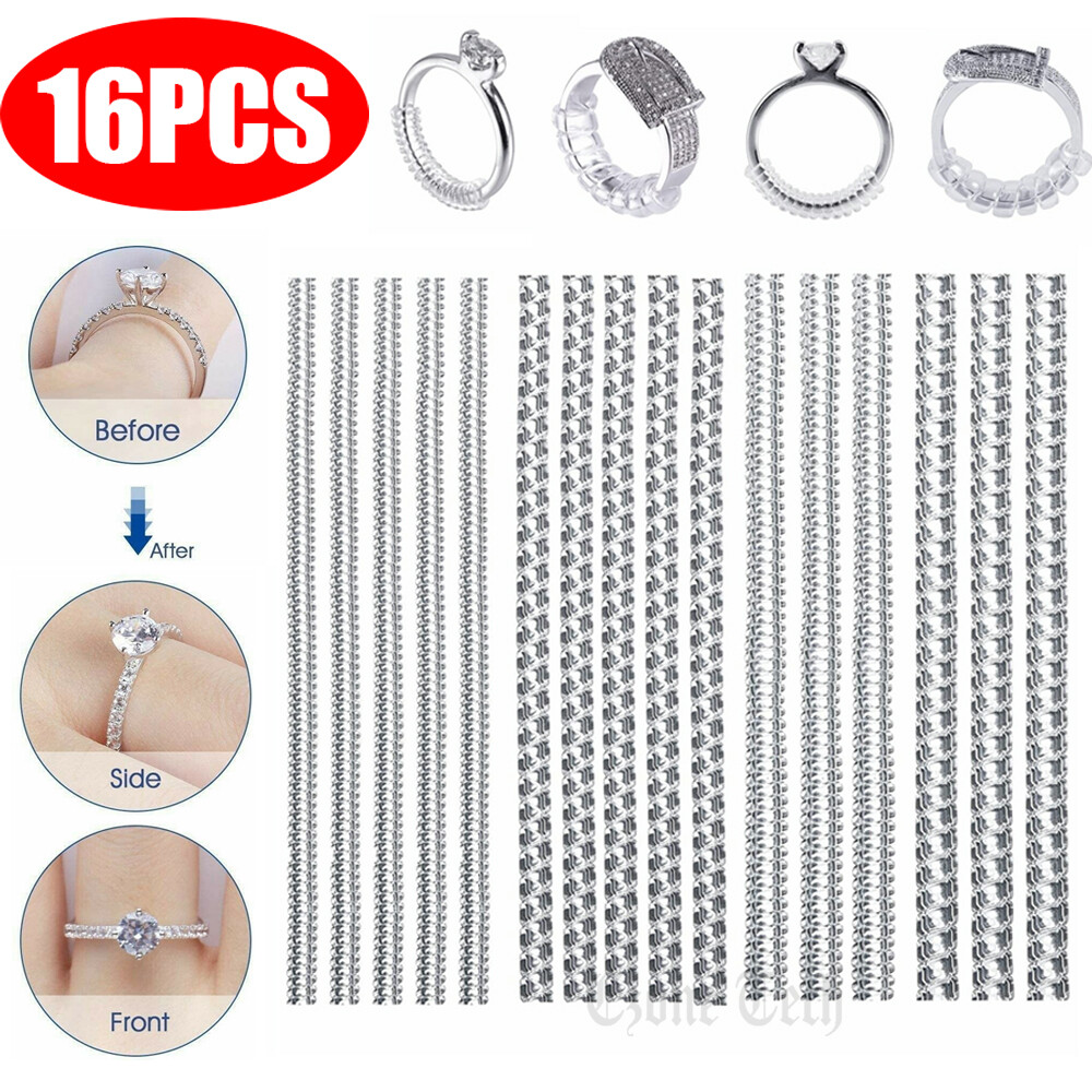 16PCS Ring Size Adjuster Invisible Clear Ring Sizer Guards Jewelry Fit ...