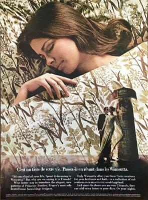 1973 Wamsutta Sheets PRINT AD Paris Collection French Designer Primrose ...