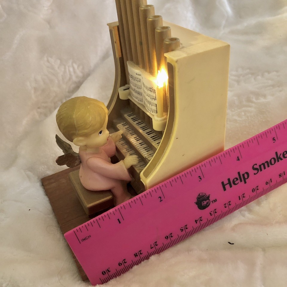 Christmas Angel Child Lighted Wind Up Organ Music Box Merton 1982 ...