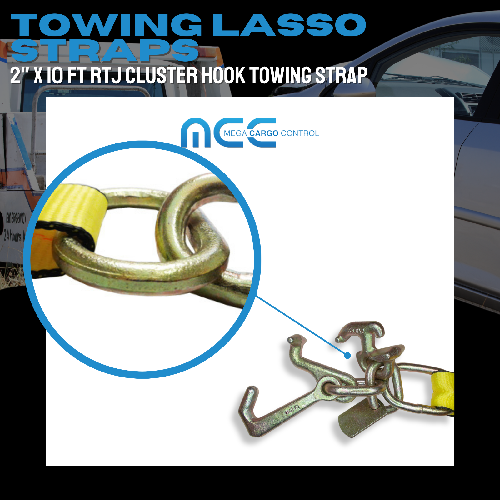 4 Pack USA 2" x 10' RTJ Cluster Hook Strap for Wrecker Tow Truck Auto ...