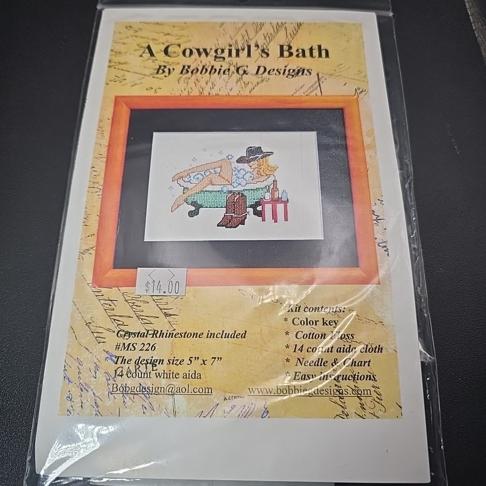 A Cowgirls Bath Counted Cross Stitch By Bobbie G. Designs Complete ...
