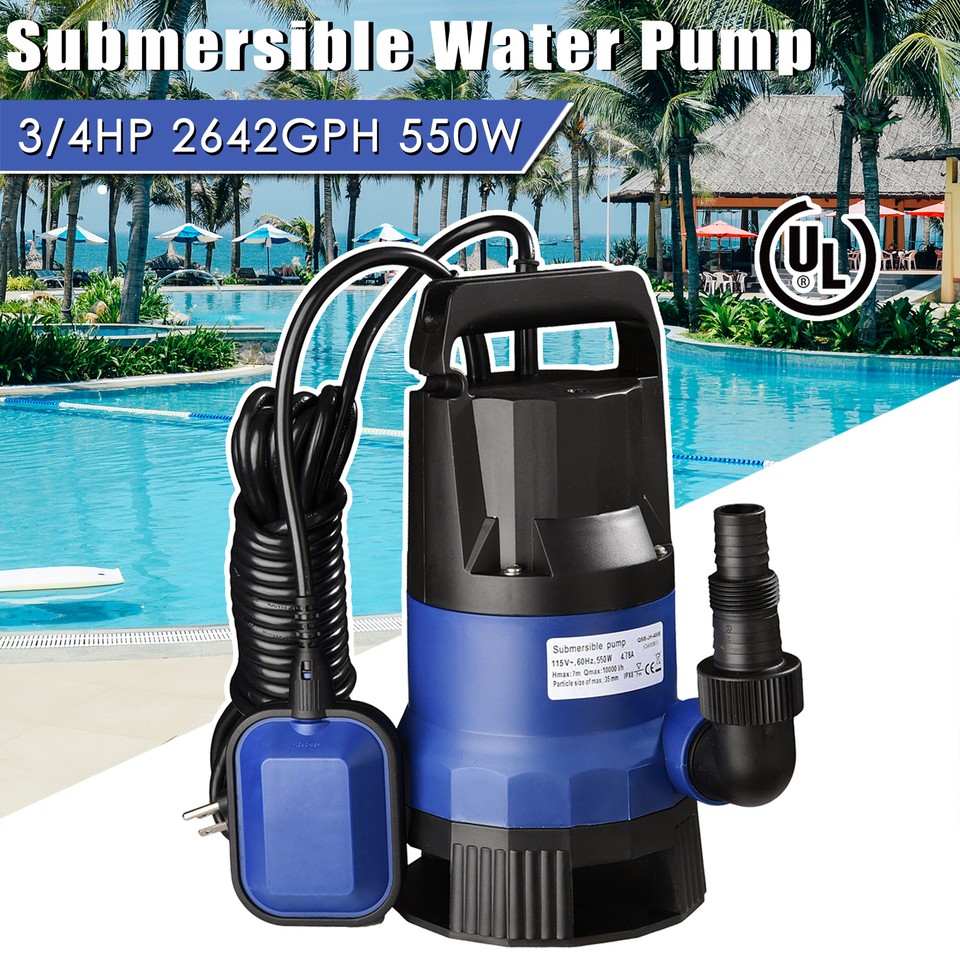 550W Submersible Water Pump Swimming Pool Dirty Flood Clean Pond 3/4 HP ...