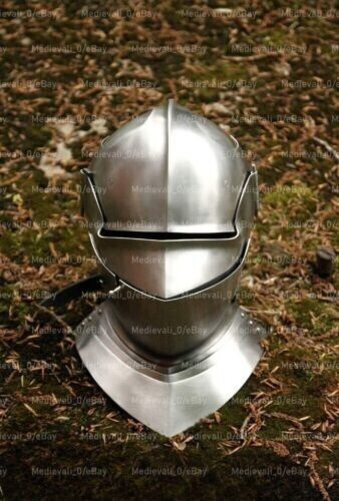 18GA Steel Medieval Closed Armet Helmet Medieval German Sallet Helmet W ...