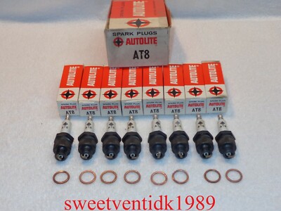 (8)...‘NOS’ Autolite AT8 Spark Plugs.... ‘STAR LOGO AT8’.....MADE IN ...