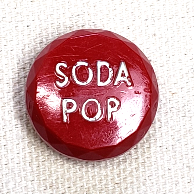 Red & Silver Plastic Button Soda Pop Bottle Cap Shape Retro 1950s ...