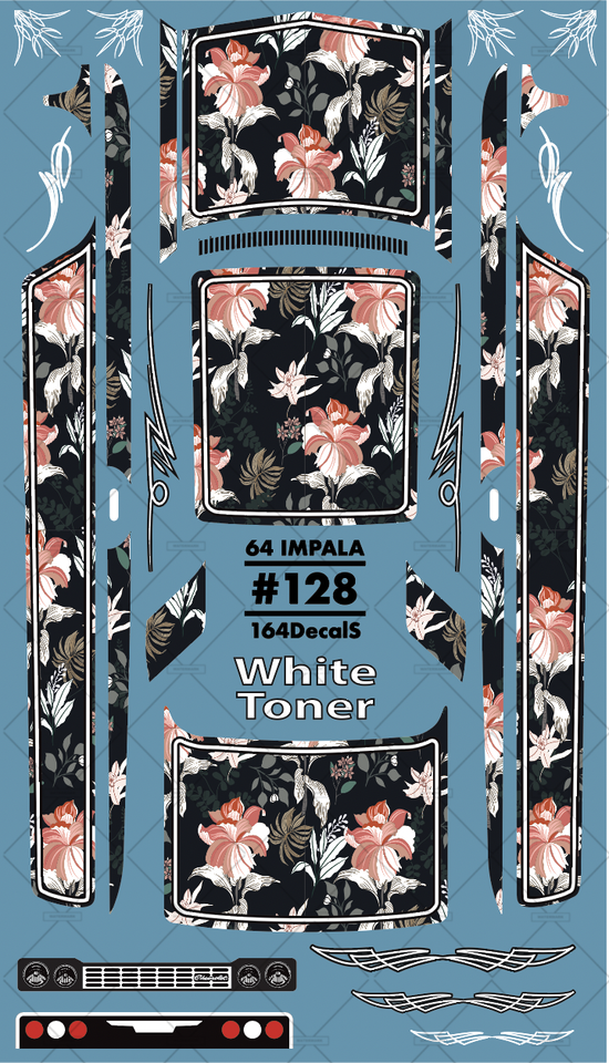 '64 IMPALA LOWRIDER WHITE & CLEAR Waterslide Decals 1/64 CUSTOM #128 | eBay