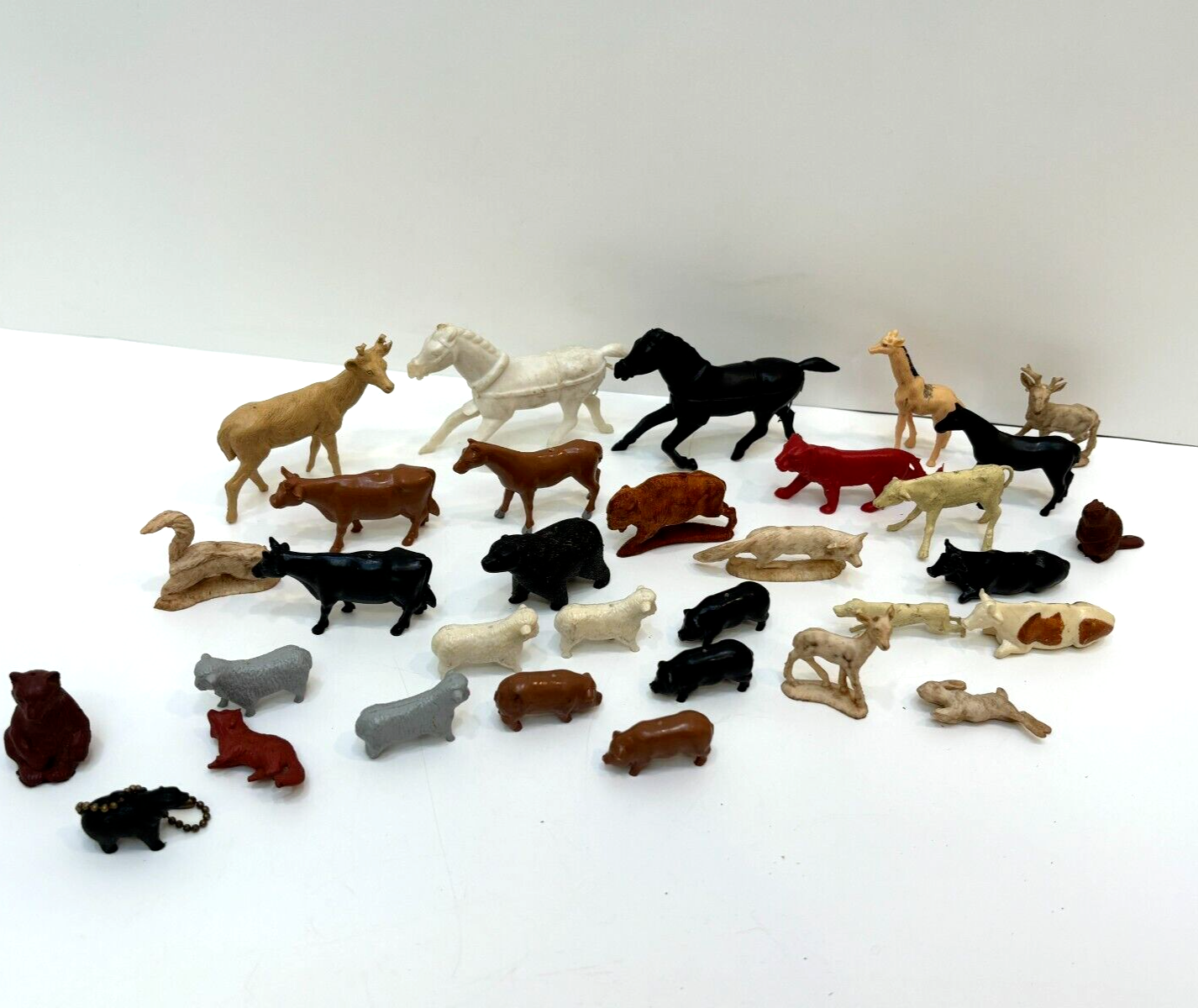 32 Vintage Zoo Jungle Farm Toy Animals Soft & Hard Plastic Misc Makers ...