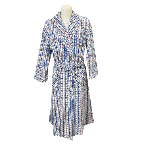 Lanz of Salzburg BLUE Tyrolean FLANNEL Hearts & Flowers Kimono Robe ...