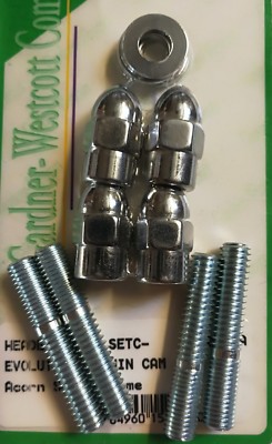 EXHAUST STUD AND NUT KIT, ACORN STYLE CHROME NUTS, HARLEY-DAVIDSON 1984-2018 | eBay