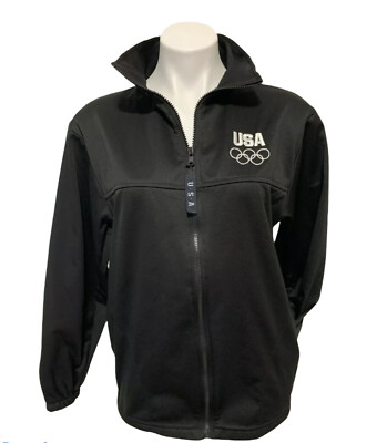 Team USA United States Olympic Committee Black Zip Up Jacket Sweater ...