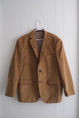 Perry Ellis Portfolio Mens Brown Corduroy Blazer Jacket Slim Fit Elbow ...
