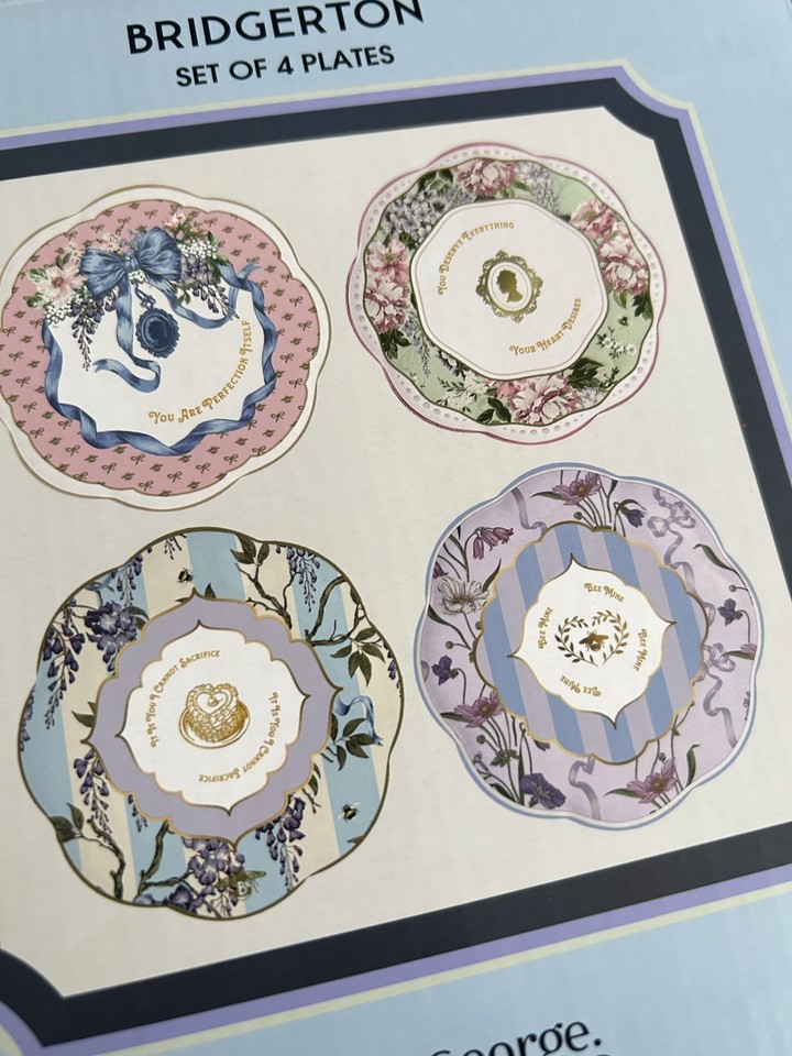 NEW Bridgerton Plates Set Of 4 Serving Plates Gift Set 2026 Limited ...