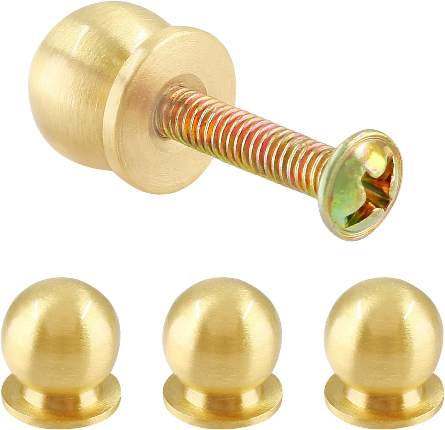 4 Packs Mini Round Solid Brass Knobs, 1/2 Inch Diameter Brass Pulls ...